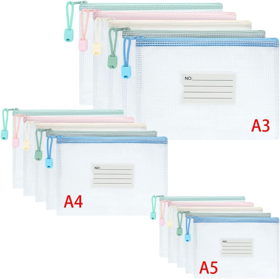 Vicloon Plastic Wallets, 15Pcs A3 A4 A5 Folders Wallets, Zip Lock Bags ...