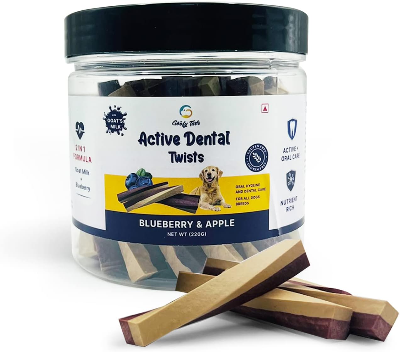 Goofy Tails Active Dental Twists, Dog Treats Non-Vegetarian, Dental ...