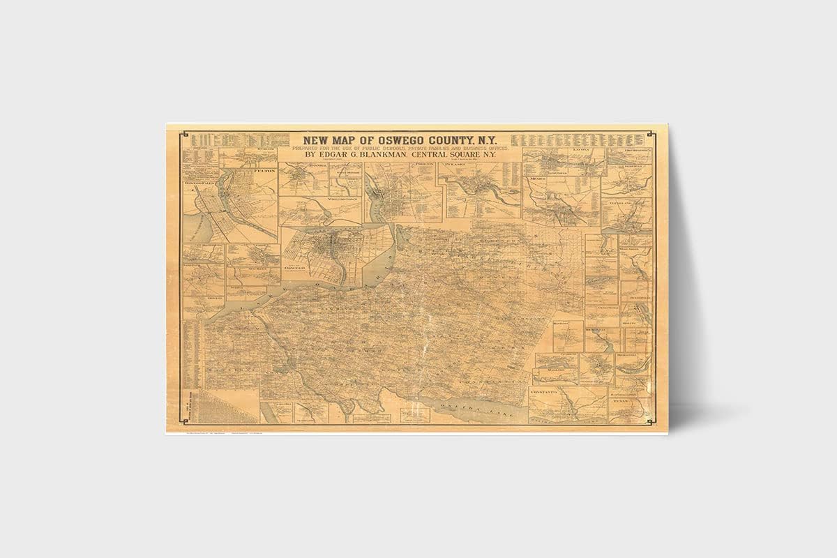 Amazon.com: Map of Oswego County New York 1889 Genealogy Edgar Blankman ...