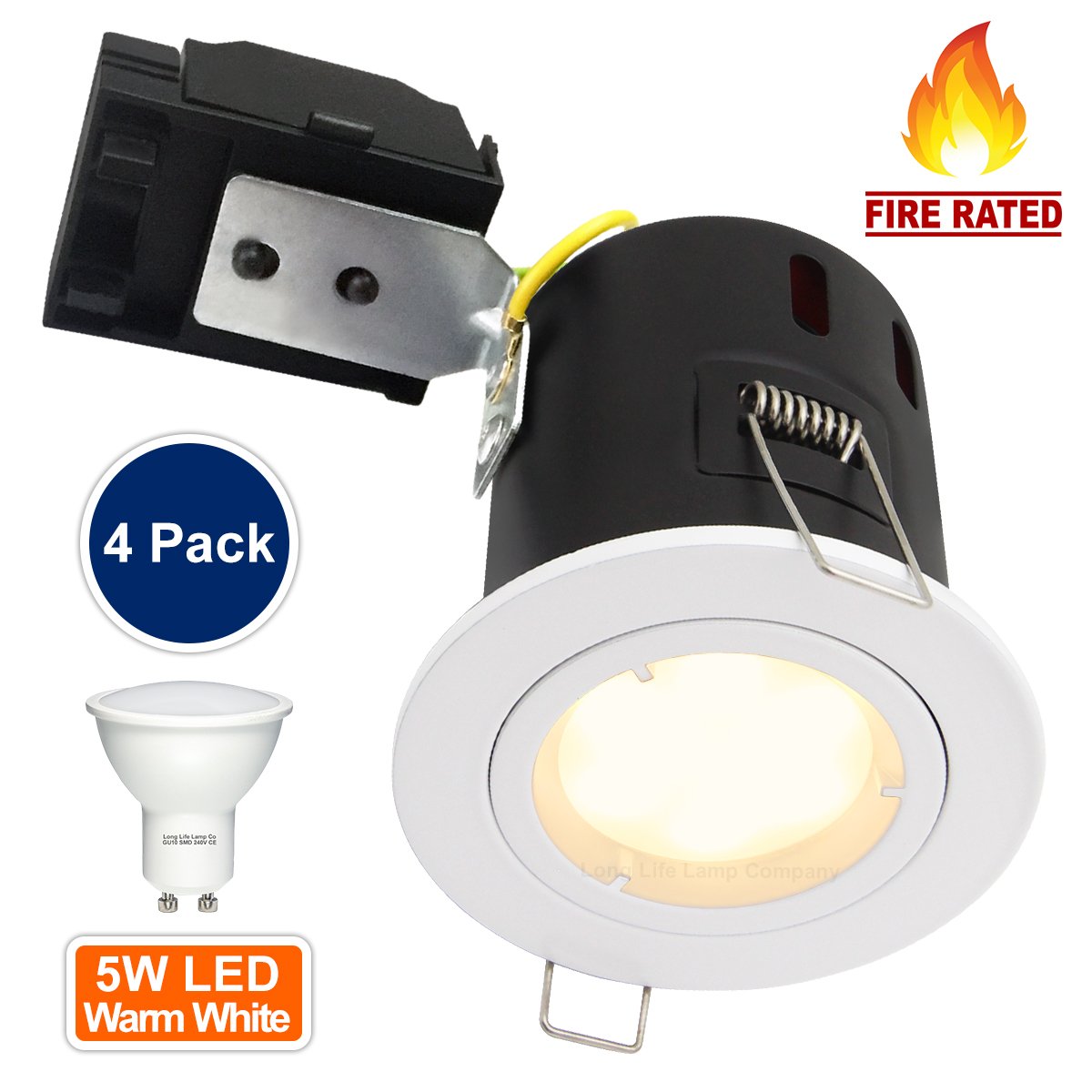 Buy 4 x Recessed Fire Rated Ceiling Downlight White Finish with LED ...