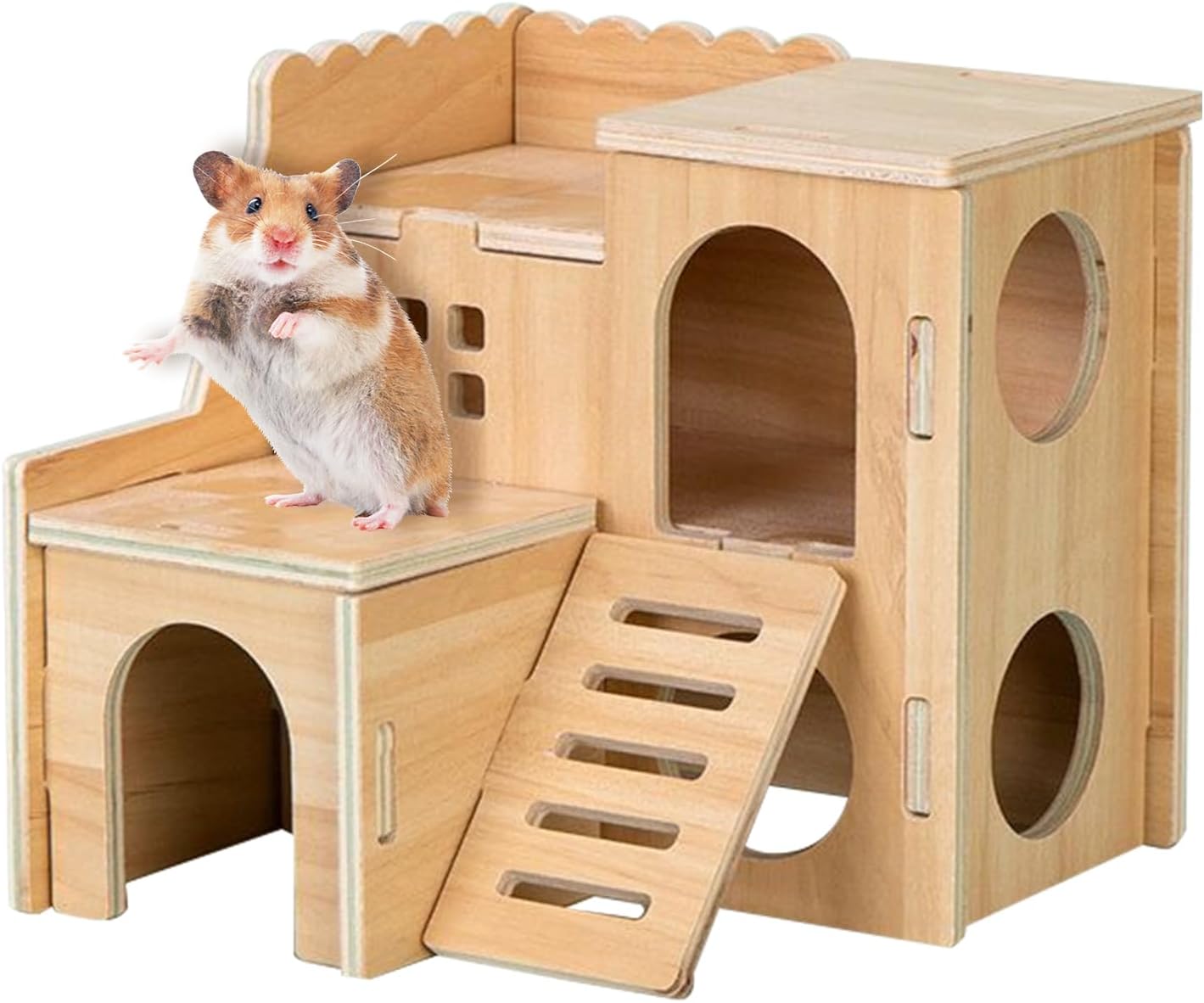 ZXShow Small Hamster Corner House Wooden Hamster Houses for Dwarf ...