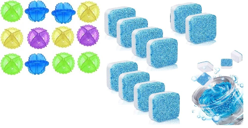 Newvent Pack 12 Laundry Balls for Washing Machine Solid Colorful ...