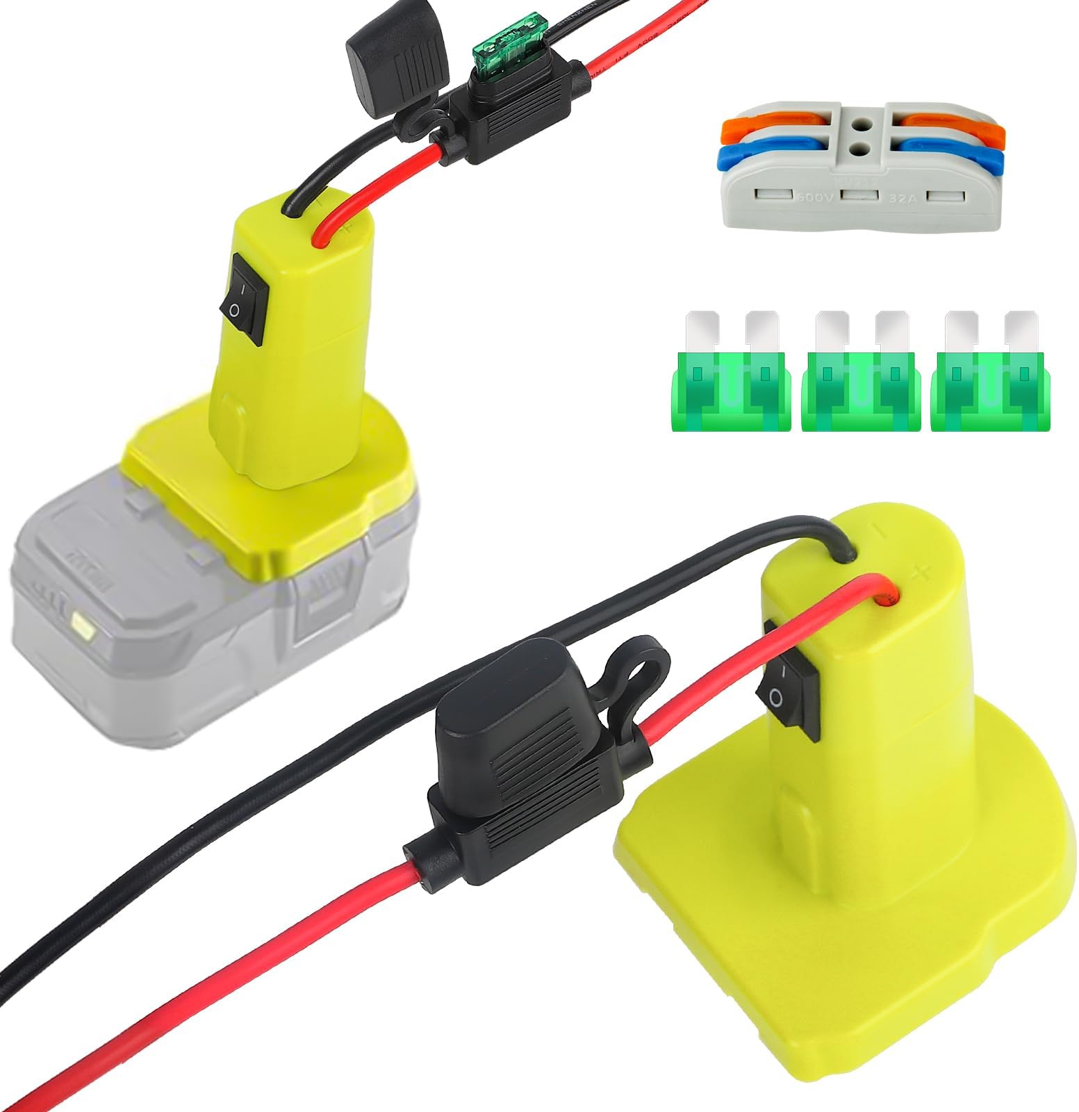 Amazon.com: Upgraded Power Wheels Adapter with Switch for Ryobi 18V ...