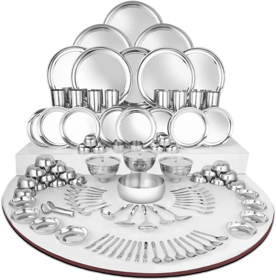 Neelam Stainless Steel Wedding Modular 51 pcs Dinner Set : Amazon.in ...