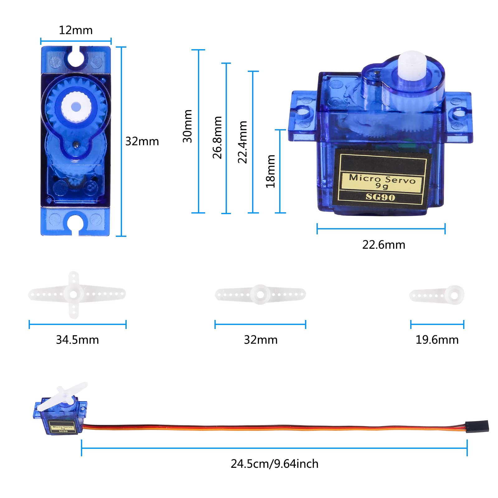 Snapklik.com : 8Pcs SG90 Micro Servo Motor Mini Servo SG90 9g Analog ...