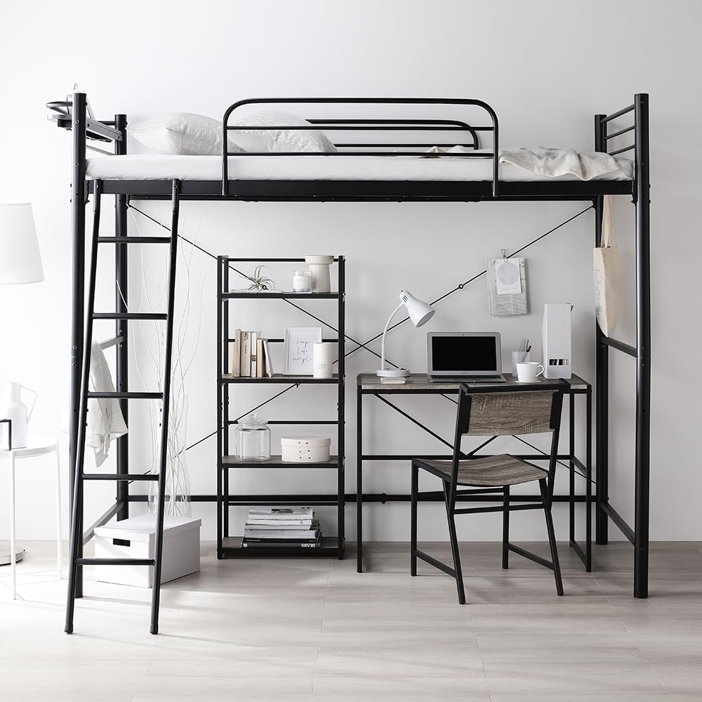 Amazon｜JKプラン ロフトベッド マットレス付き マットレス ハイタイプ コンパクト 4色展開 シルバー 高さ180cm 耐荷重 ...