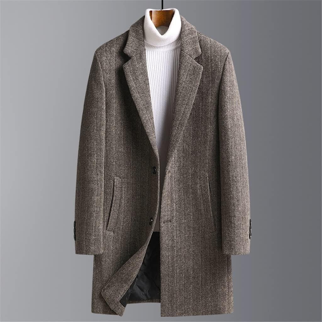 Amazon.com: GPPZM Winter Wool Coat Man Slim Medium Long Wool Trench ...
