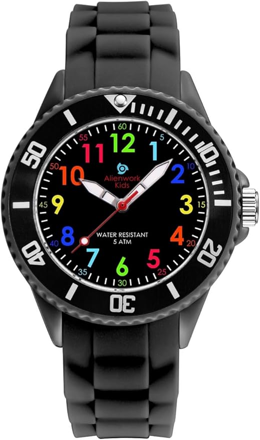 Alienwork Kids Orologio di Apprendimento Bambini Ragazzi Ragazze Nero ...