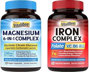 Amazon.com: Vitalibre Iron Complex Supplement 60 Capsules & 6 in 1 ...