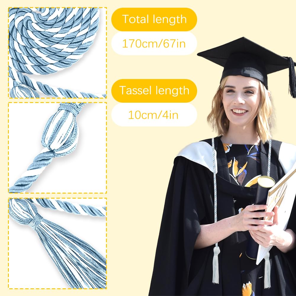 Snapklik.com : Sky Blue & White Honors Cords - 8pcs Braided Graduation ...