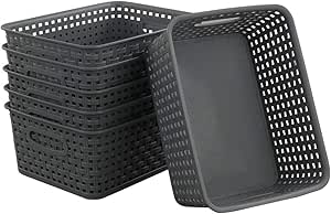 Teyyvn 6-Pack Plastic Storage Weave Baskets, Kitchen Storage Basket for ...