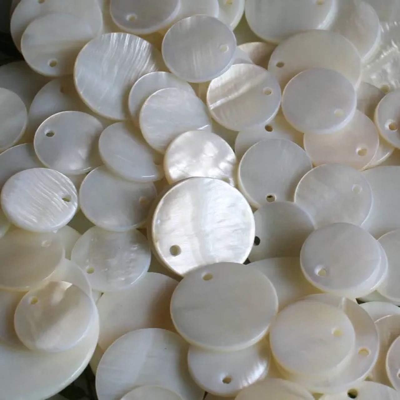 100Pcs White Natural Mother of Pearl DIY Shell Round Beads with Hole ...