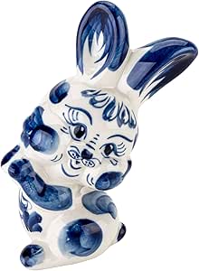 Amazon.com: Gzhel Rabbit Bunny Figurine, Collectible Figurine Hand ...