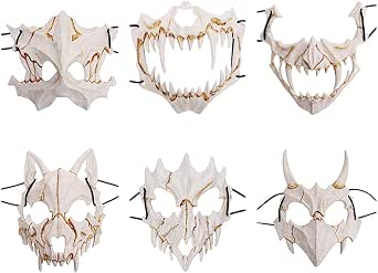 Amazon.com: Alunsito 6 Pcs Halloween Skeleton Mask Animal Skull Mask ...