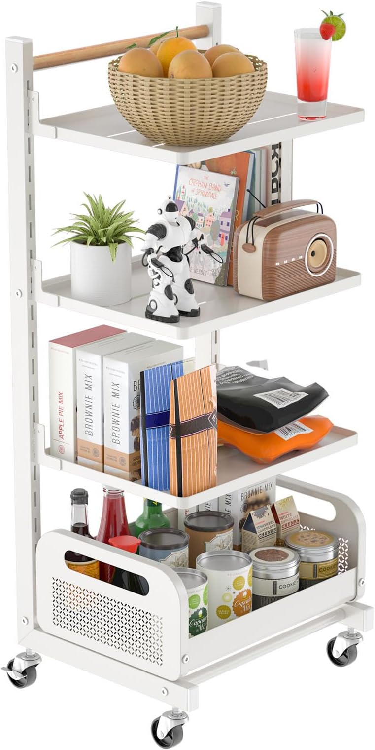 Amazon.com: Aratan 4 Tier Rolling Cart, Metal Utility Cart on Wheels ...