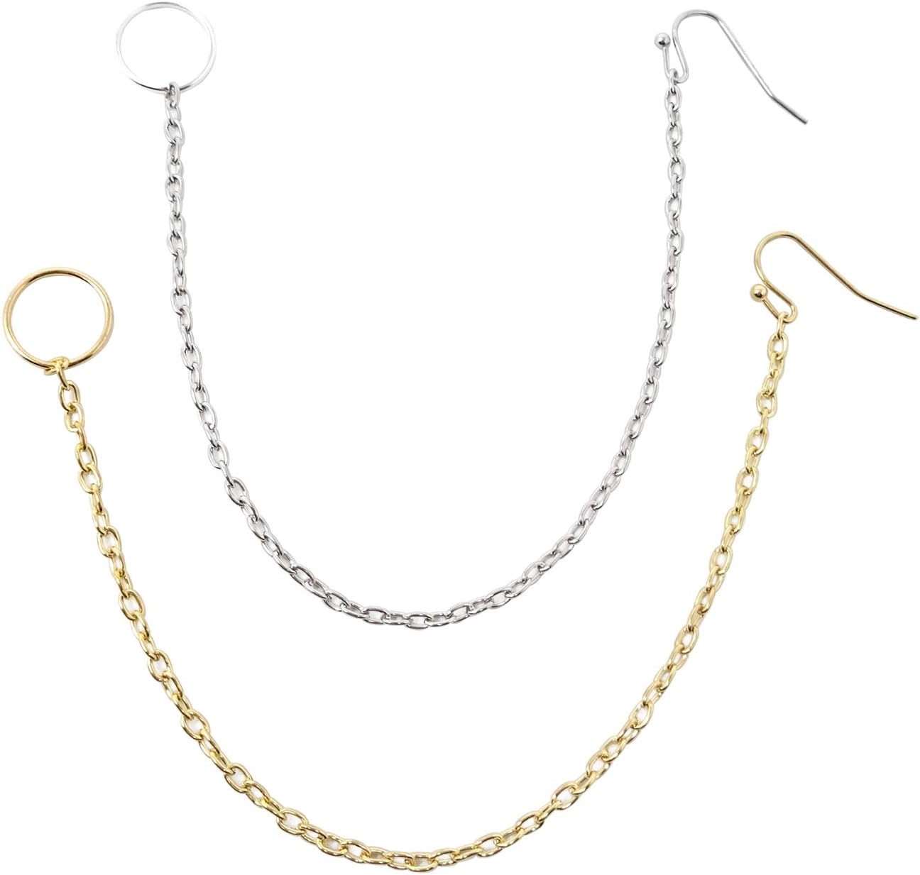 Amazon.com: Honbay 2PCS Pierced Indian Nose Rings with Chain Nose to ...