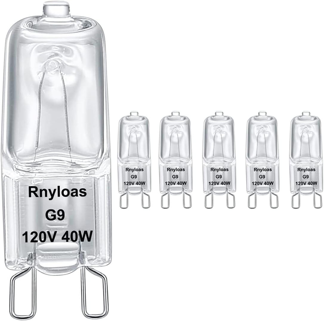 G9 Halogen Bulb 40W, 5 Pack High Output JCD G9 120V 40W, T4 G9 Bulb ...