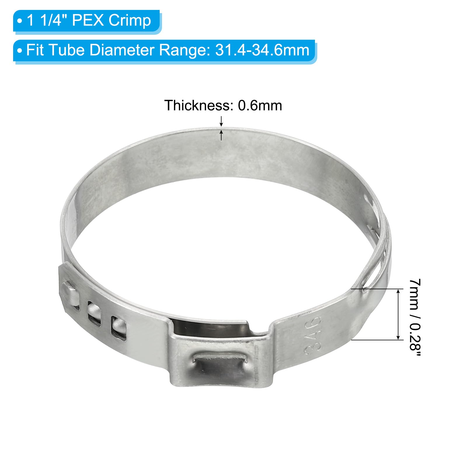 PATIKIL 40 Pack 1 1/4″ Cinch Clamp Rings, 304 Stainless Steel 31.4-34 ...