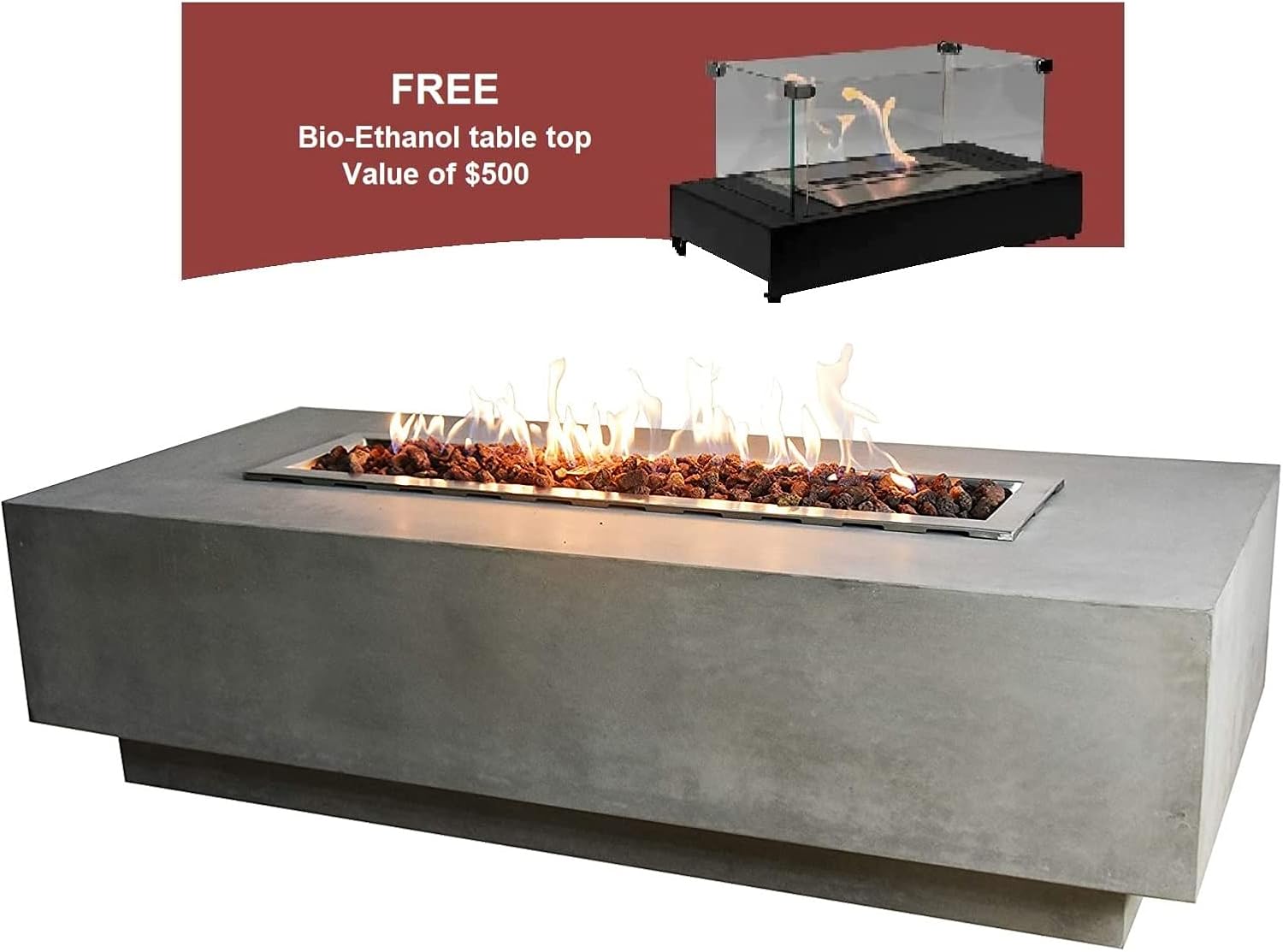 Amazon.com: Elementi Granville Outdoor Fire Pit Natural Gas Table 60 ...