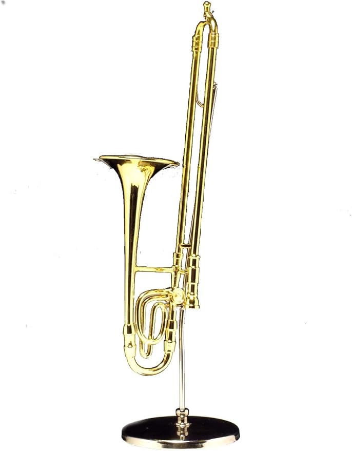 Amazon.com - Gold Trombone Case Stand Miniature Musical Instrument ...
