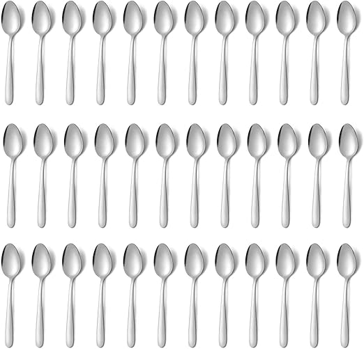 Pleafind 36-Pcs Teaspoons Set, 6.2 Inch Spoons Silverware, Stainless ...