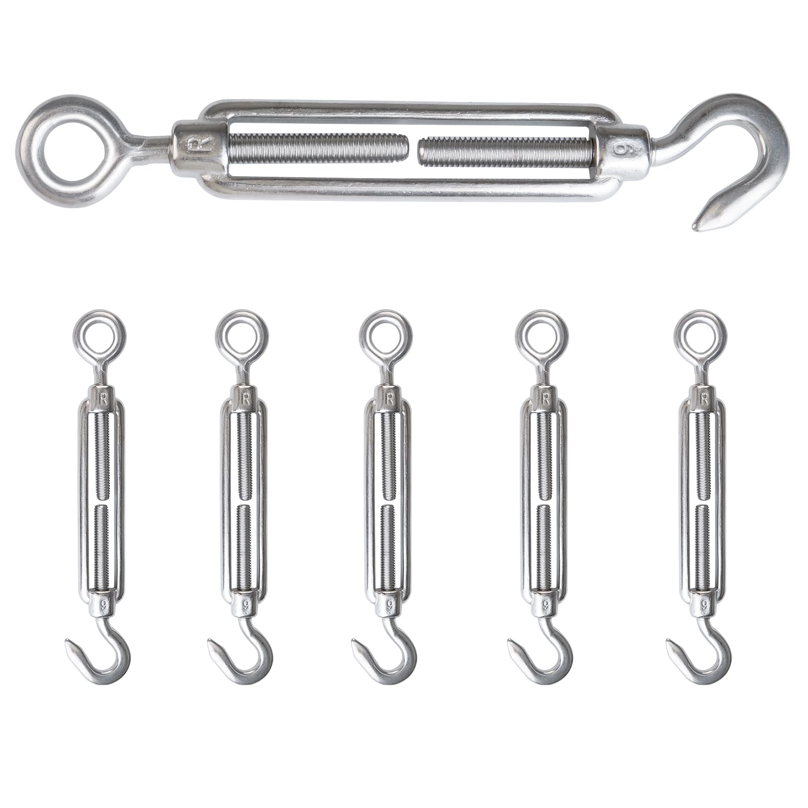 Snapklik.com : 5 Pack M6 Turnbuckle Stainless Steel Turnbuckles For ...