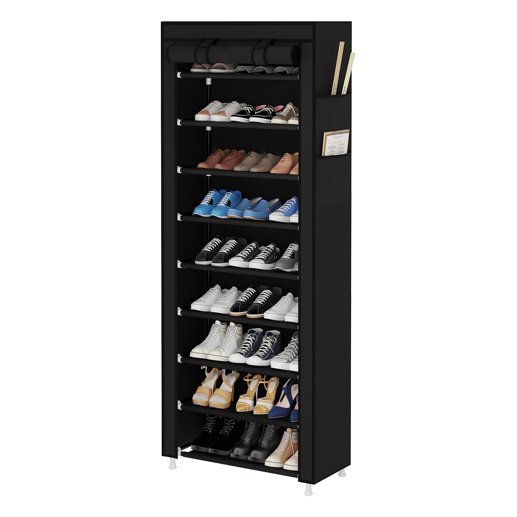 UDEAR Shoe Rack 27 Pairs Shoe with Dustproof Cover,9-Tier Tall Shoe ...