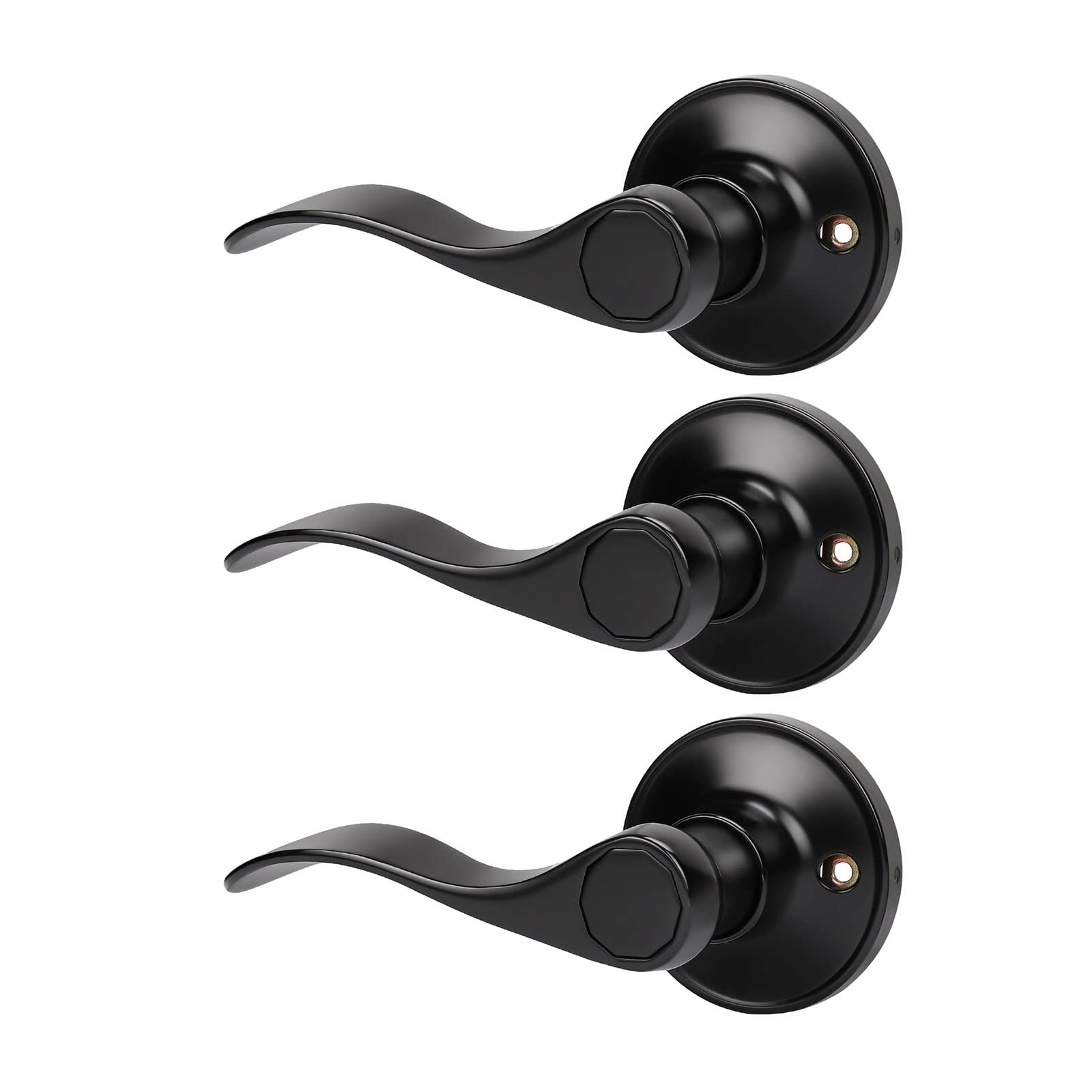 KNOBWELL 3 Pack Black Dummy Door Handle Closet Door Knobs, Non ...