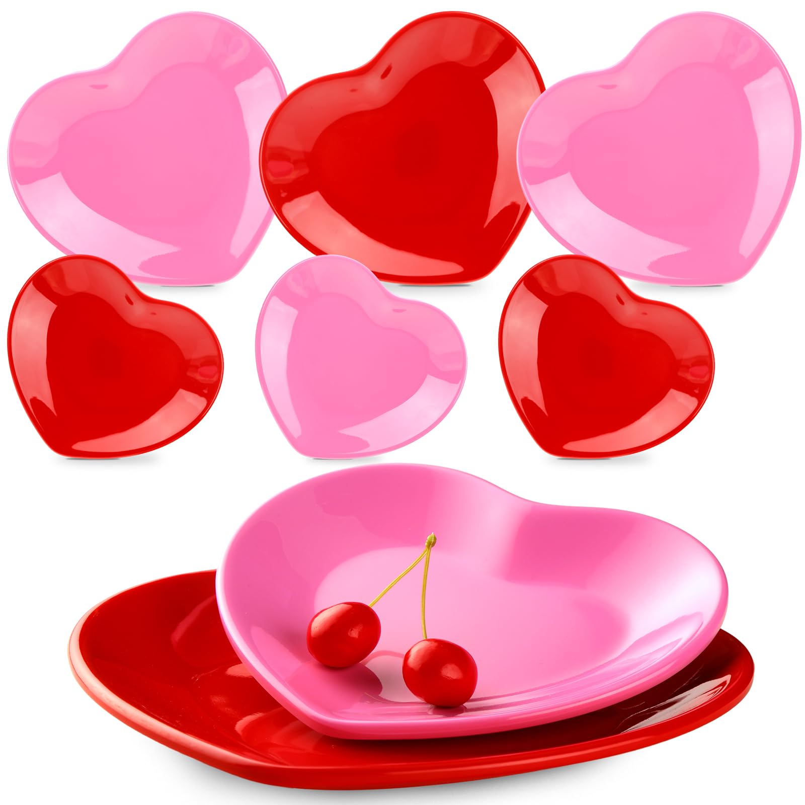Amazon.com | Maxcheck 8 Pcs Valentine Heart Shaped Dinner Plates ...