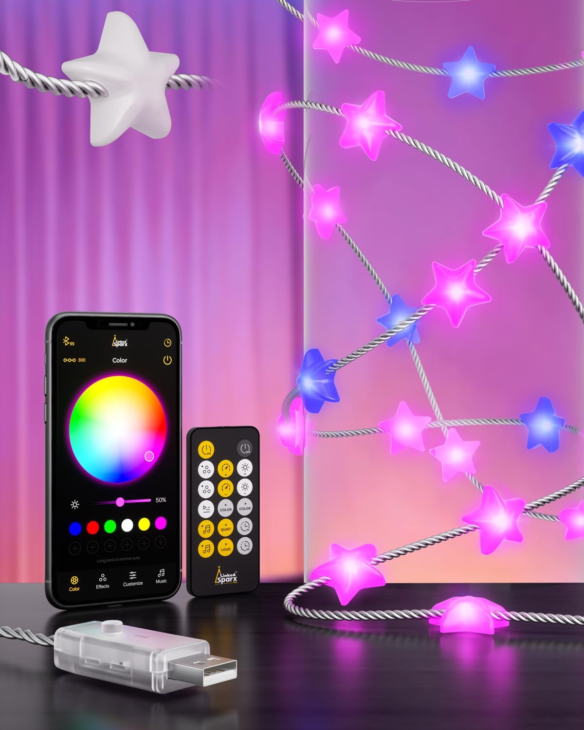 User Manual for LinkedSparx RGB LED Star String Lights