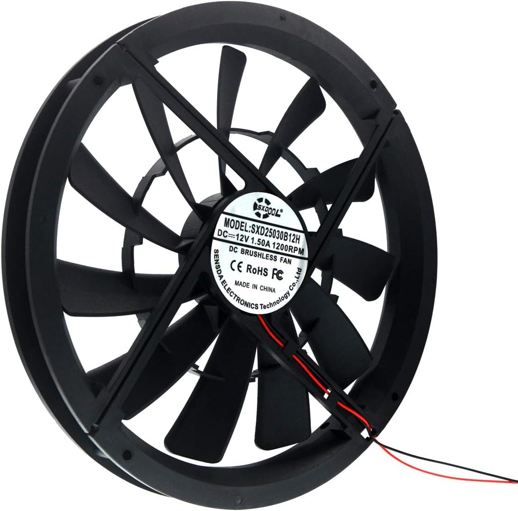 Amazon.com: SXDOOL 250mm DC 12V Cooling Fan,1200 RPM 40DBA molex 4D ...