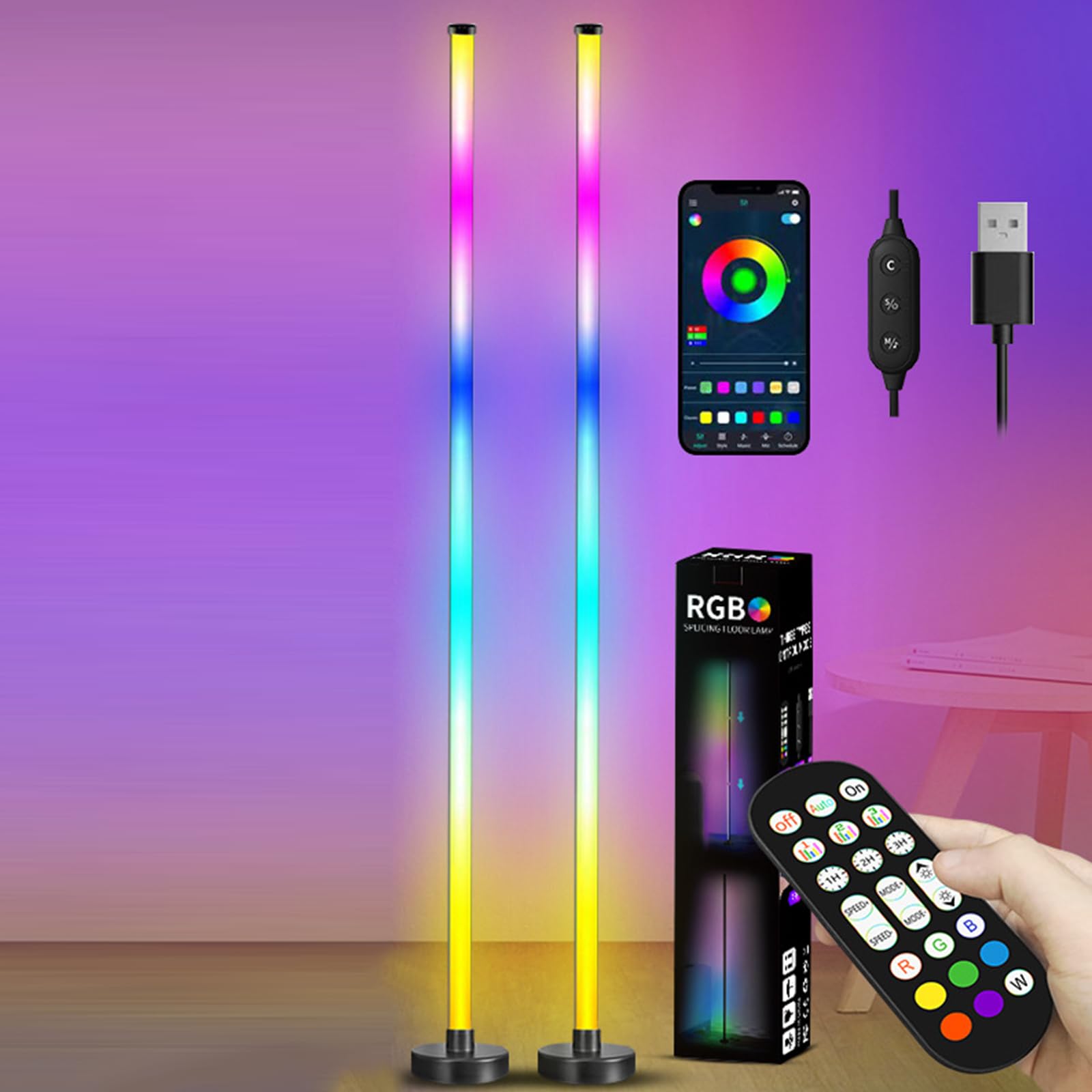 Corner LED Lamp,Smart RGB LED Floor Lamp,Smart RGB Corner Floor Lamp ...