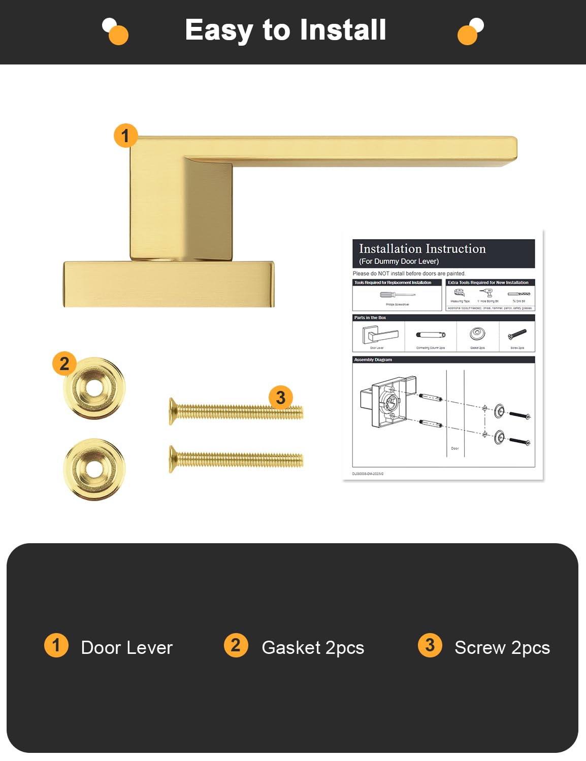 Snapklik.com : Gold Dummy Door Handle Heavy Duty Interior Door Knob Non ...