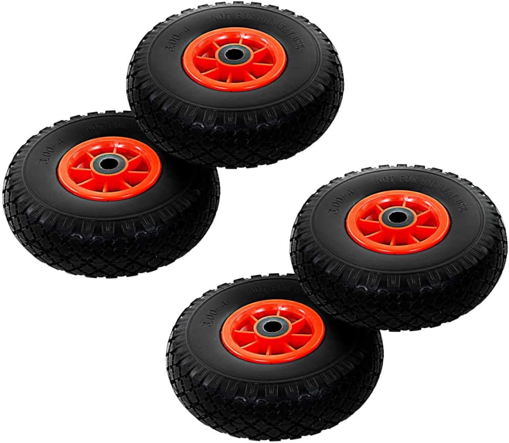 Tidyard Roue de Diable 4 pcs | Roue de Diable Pleine en PU Solide 3.00 ...