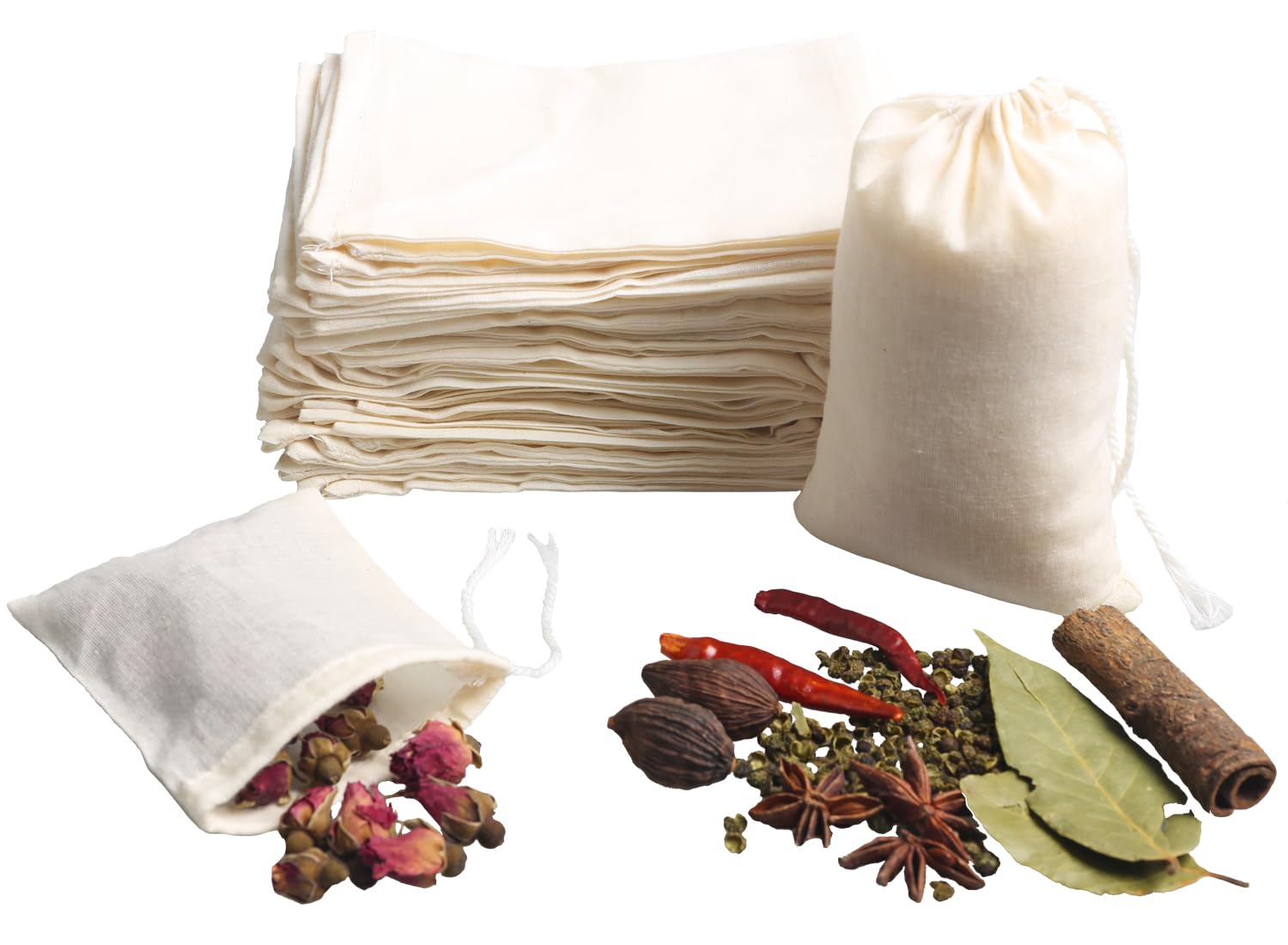 Amazon.com: Eketirry Spice Bags, 20pcs Reusable Empty Tea Bags, Muslin ...