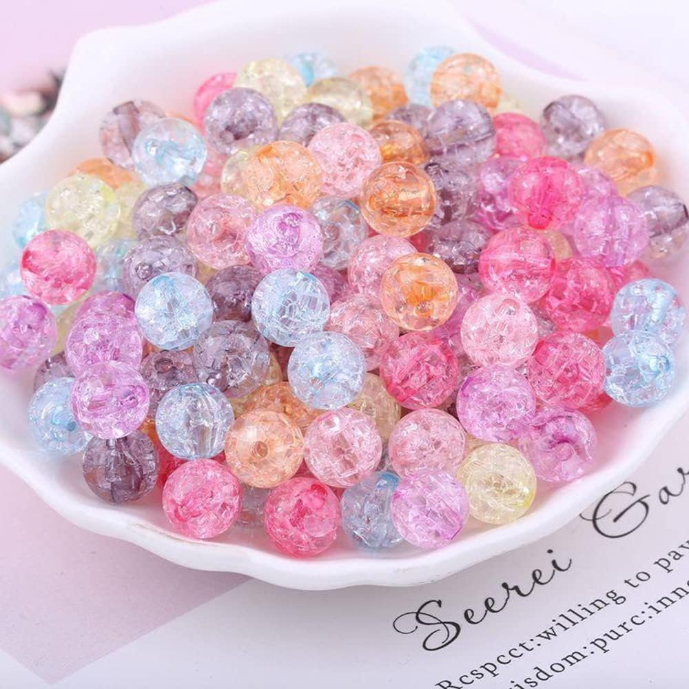Amazon.com: LadayPoa 300pcs 8mm Clear White Bubble Beads Acrylic Round ...