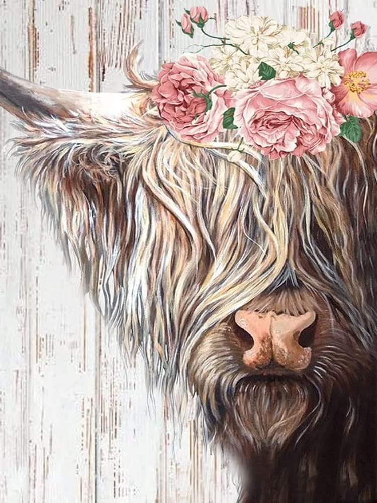 SYMON Cross Stitch Kits for Adults,Highland Cow,11CT Counted Printed ...