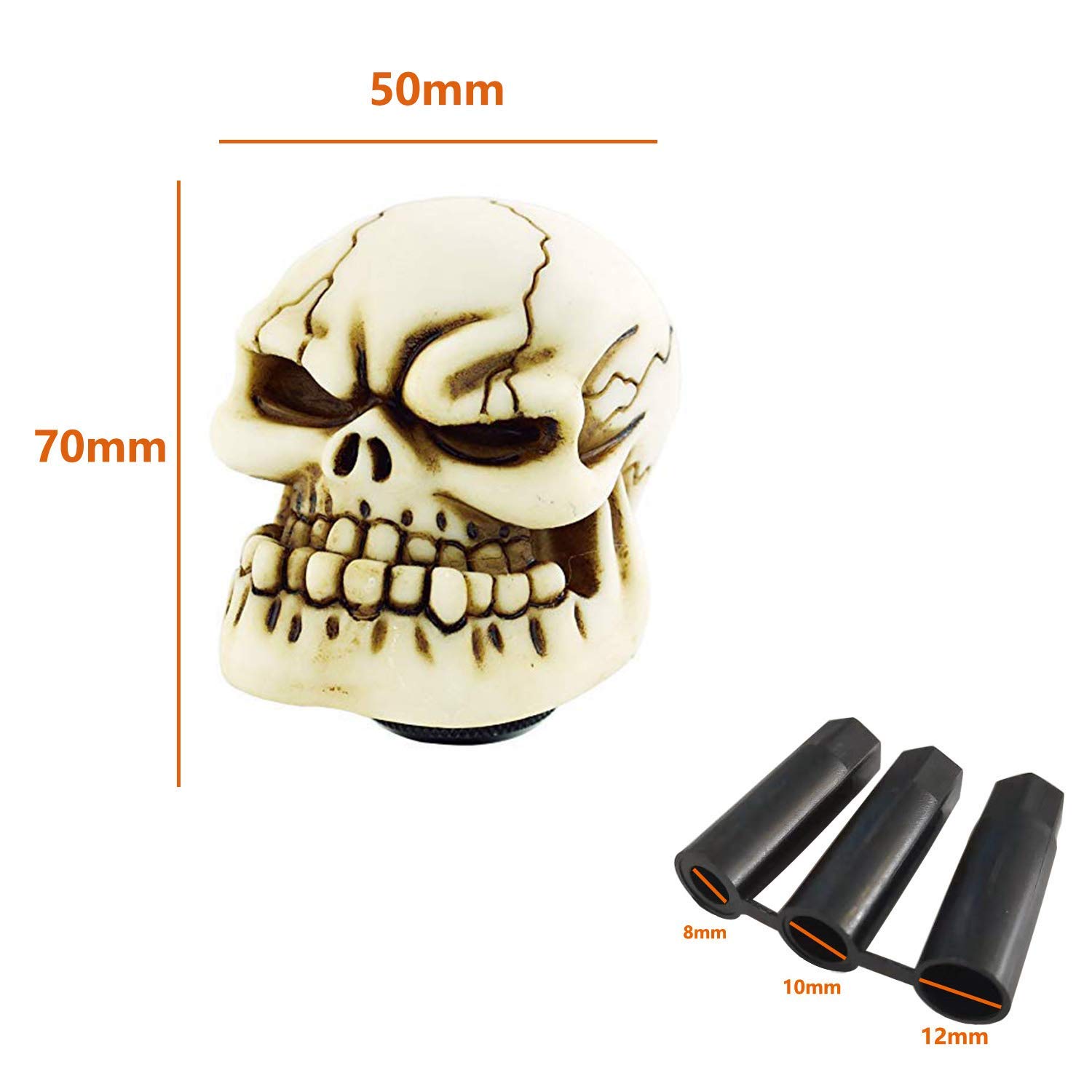 Snapklik.com : Lunsom Skull Shift Knobs Resin Shifter Head Most Car ...