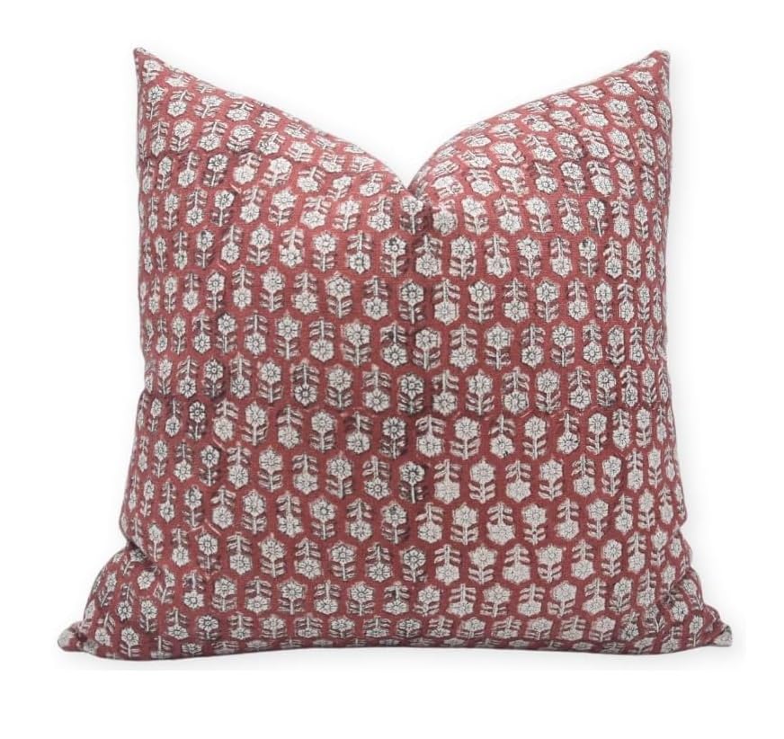 Amazon.com: Fabritual Block Print Thick Linen 14x14 Throw Pillow Covers ...