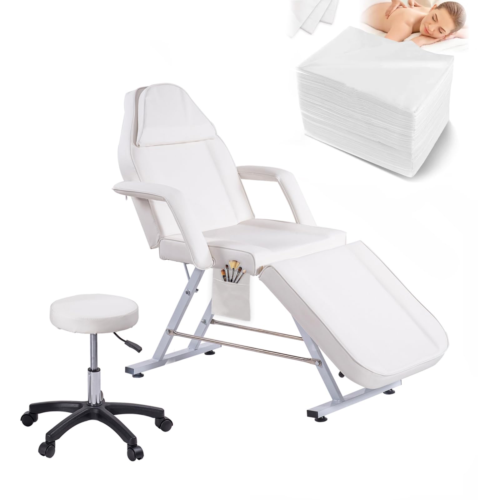 TRIOBLADE Beauty Bed Massage Bed with Stool & Sheets 3 Section ...