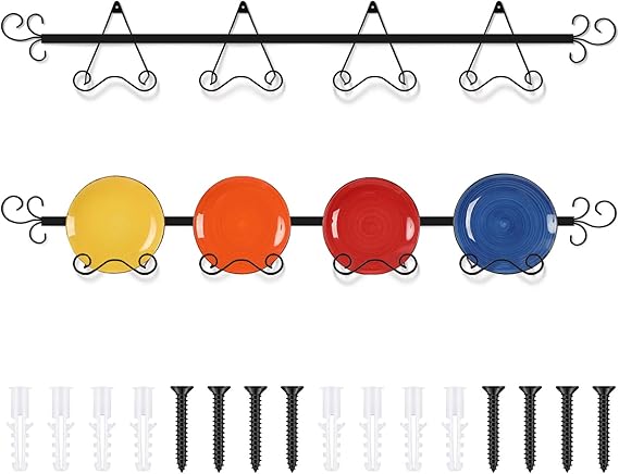 Amazon.com: CroBlissful 2 Pcs Horizontal Plate Rack for the Wall ...