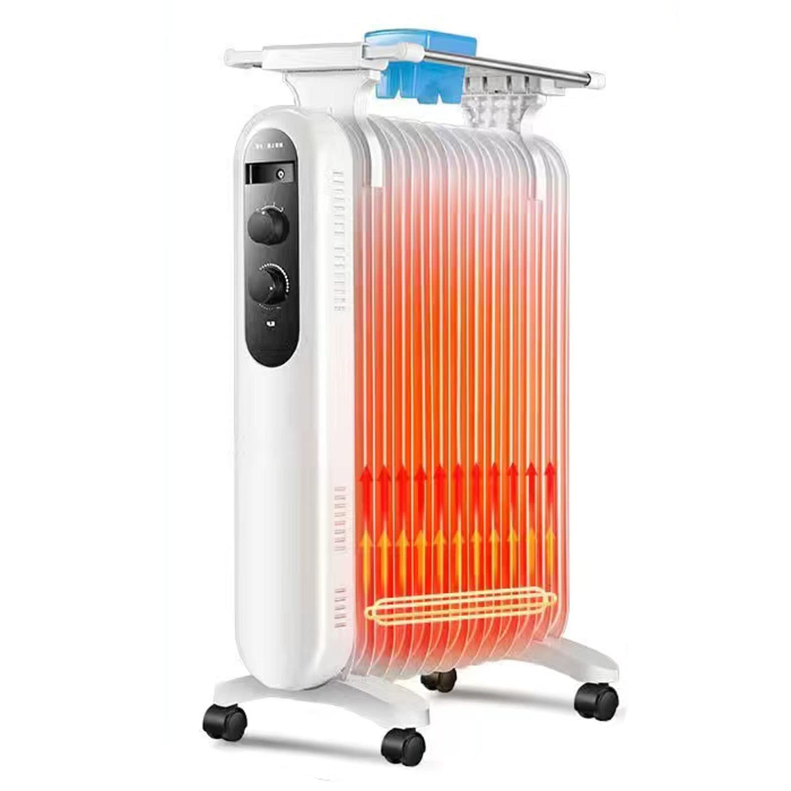 Buy Mobile Heater With Rollers, 2100W Oil Filled Radiator With 13 Fins ...