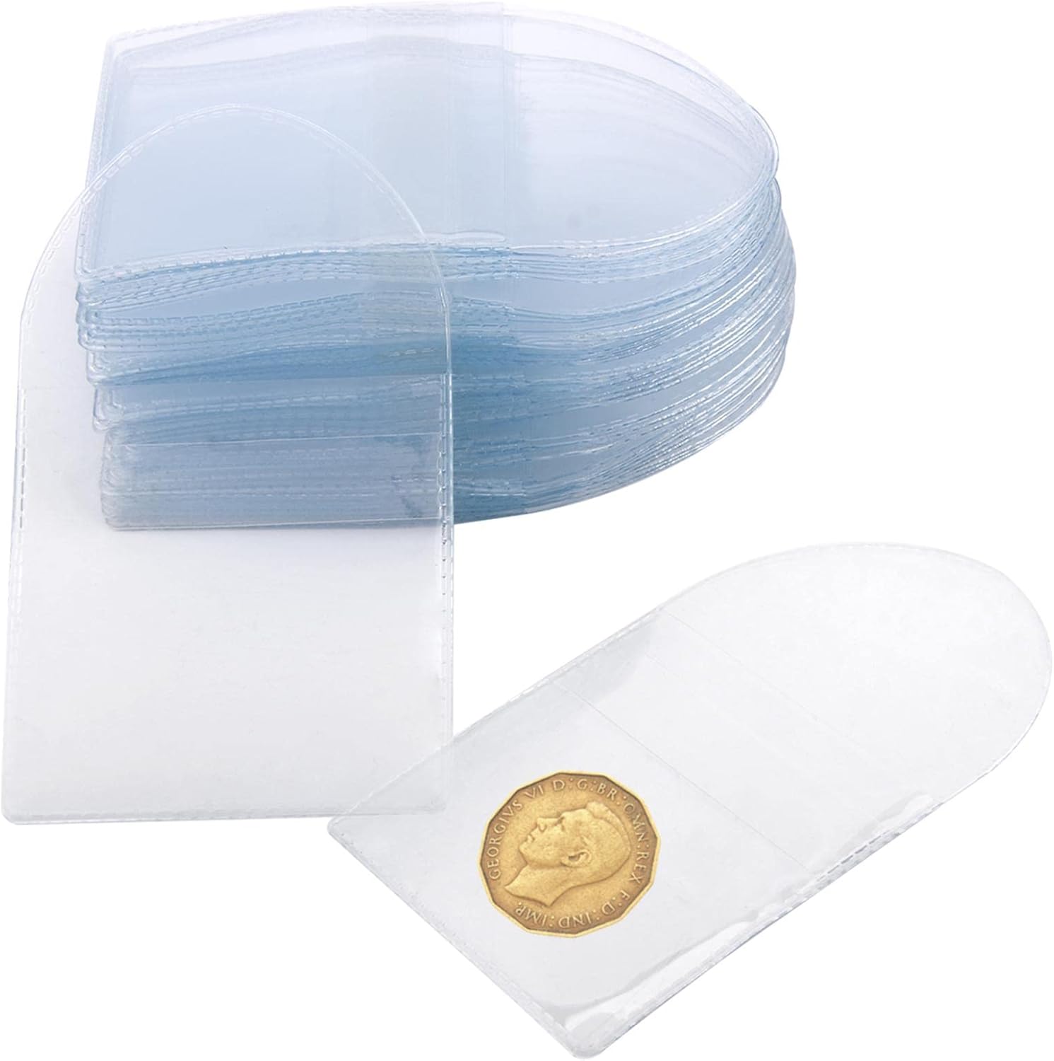 Amazon.com: homfanseec 50 Pcs Single Pocket Coin Sleeves, Clear PP ...