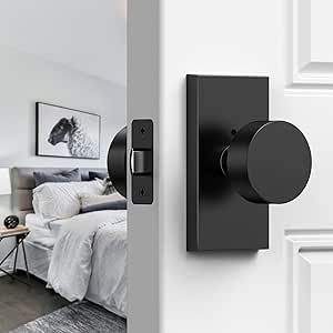 Calzibeno Matte Black Door Knobs, 2Pack Privacy Door Knob, Interior Black Door Knobs ...