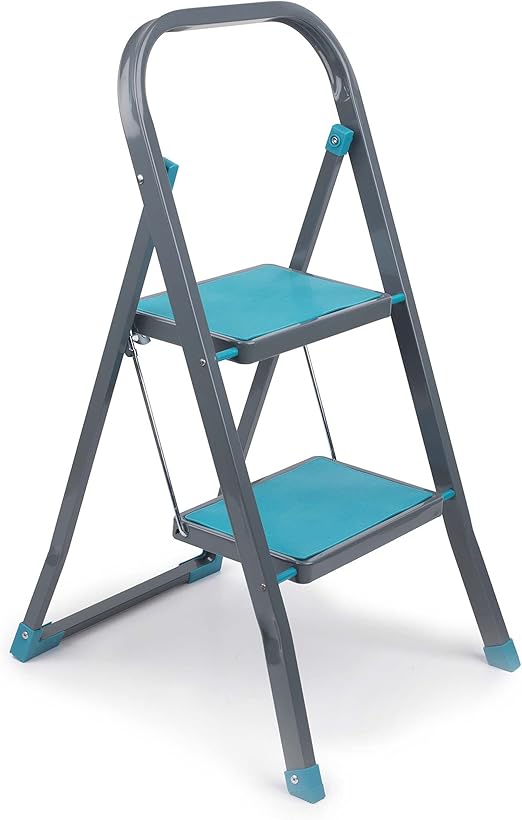 Beldray Foldable 2 Step Steel Ladder – Safety Non-Slip Steps & Feet ...