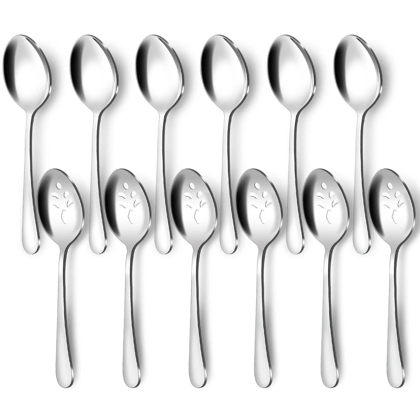 Amazon.com | BEWOS 12-Piece Serving Spoons Set, 6 Serving Spoons and 6 ...