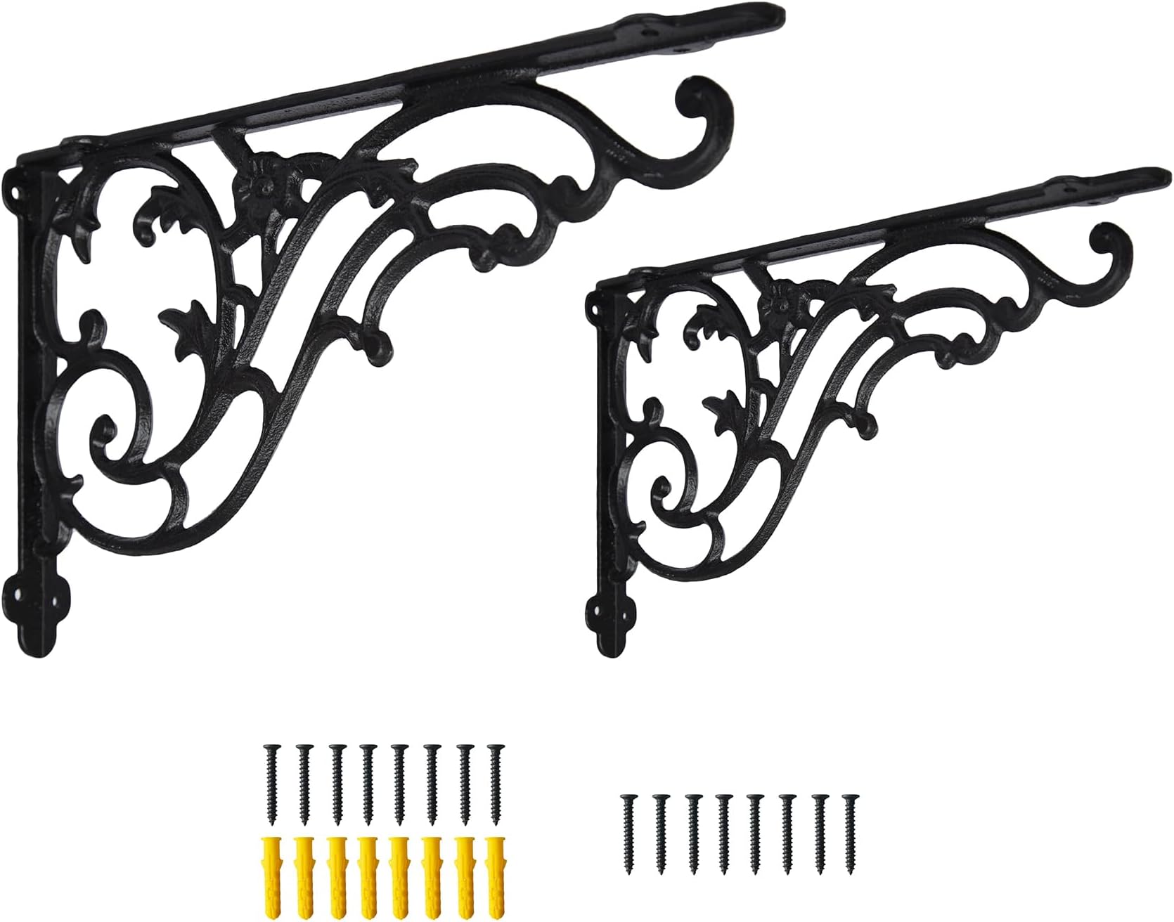 Amazon.com: 14''x8.5'' Decorative Shelf Brackets,2 Pack Cast Iron Shelf ...