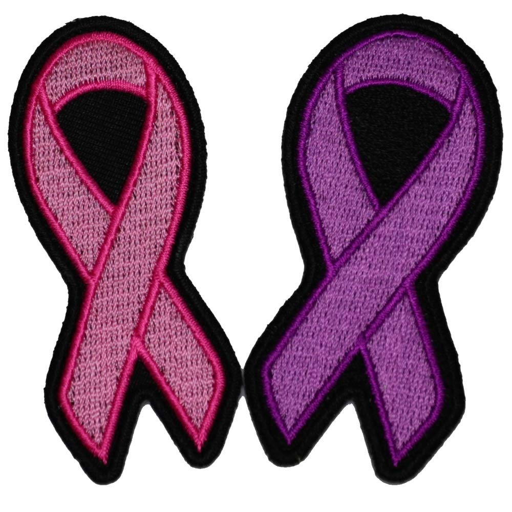 Amazon.com: Set of 2 Pink and Purple Ribbon Breast Cancer Patches ...