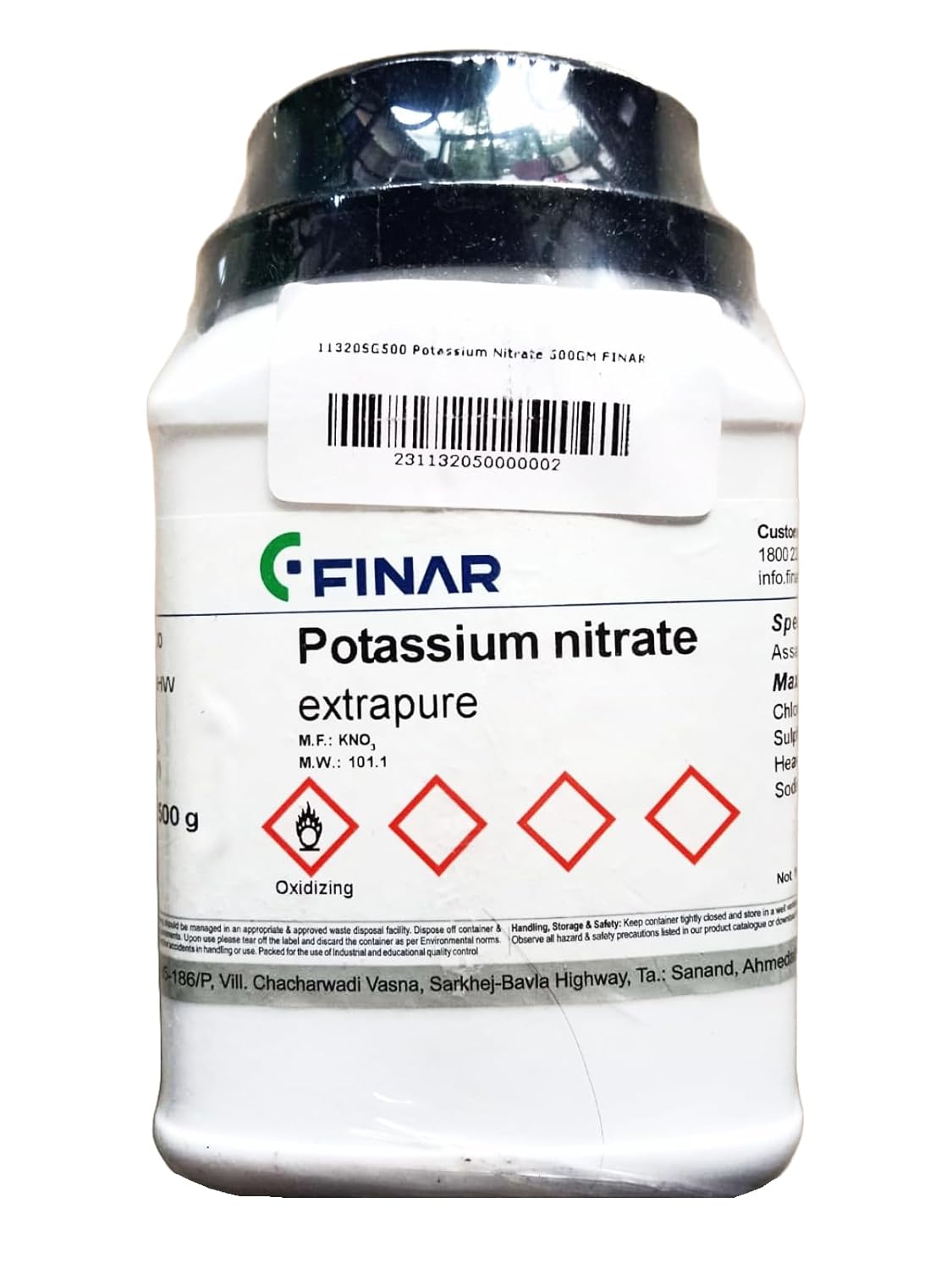 Finar Potassium Nitrate Extrapure Grade 500GM, CAS NO 7757-79-1 ...