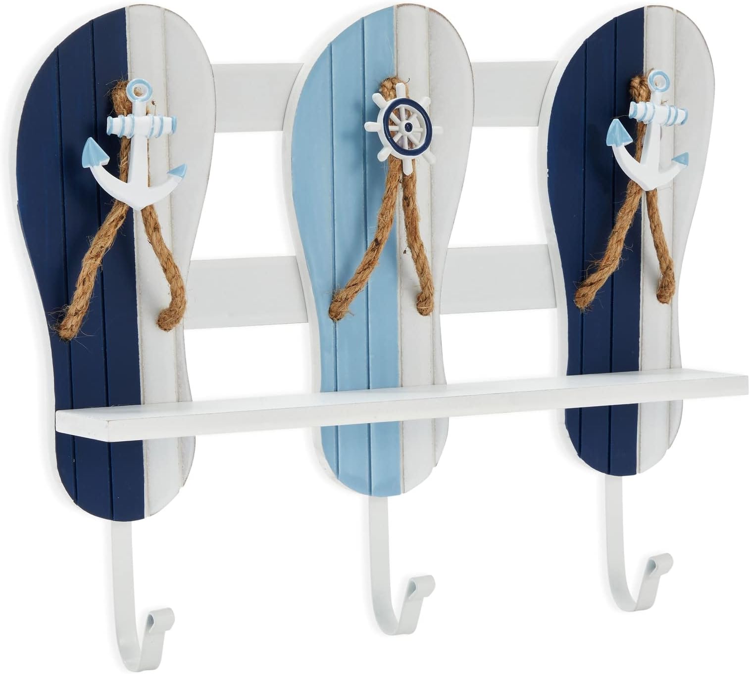 Amazon.com: MyGift 13.4 Inch Wall Mounted Wood Nautical Theme Coat Rack ...